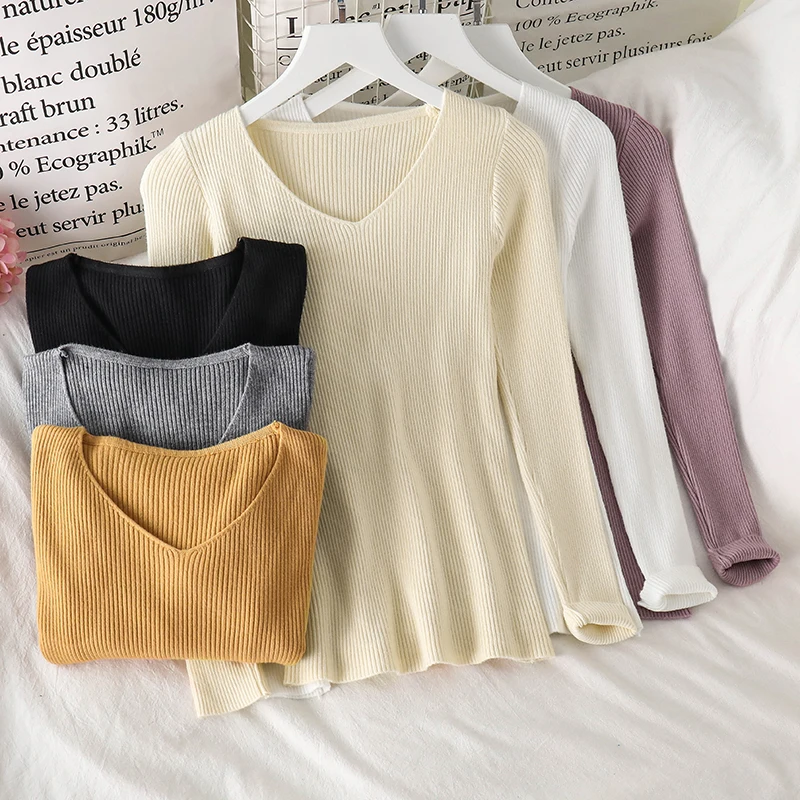 Heliar-Women-Fall-Jumpers-V-Neck-Thin-Soft-Knitting-Pullover-Long ...