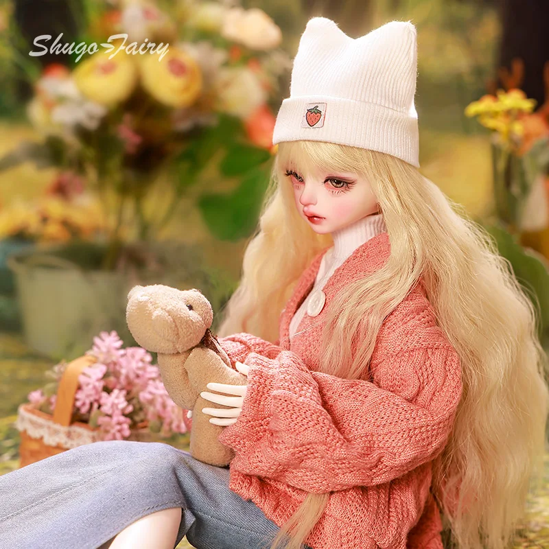 Bee BJD Doll 1/4 MioA Fullset Warm Winter Bright Pink Sweater Skinny ...