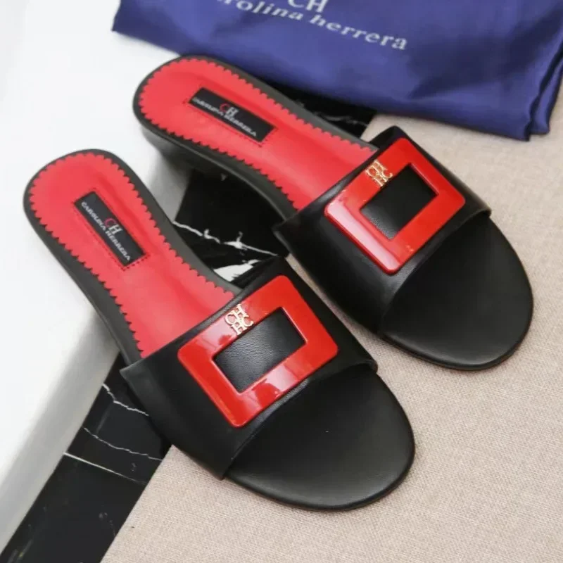 CH Women's Slippers New Fashion Luxury Letter Printed Brand Design Flat ...