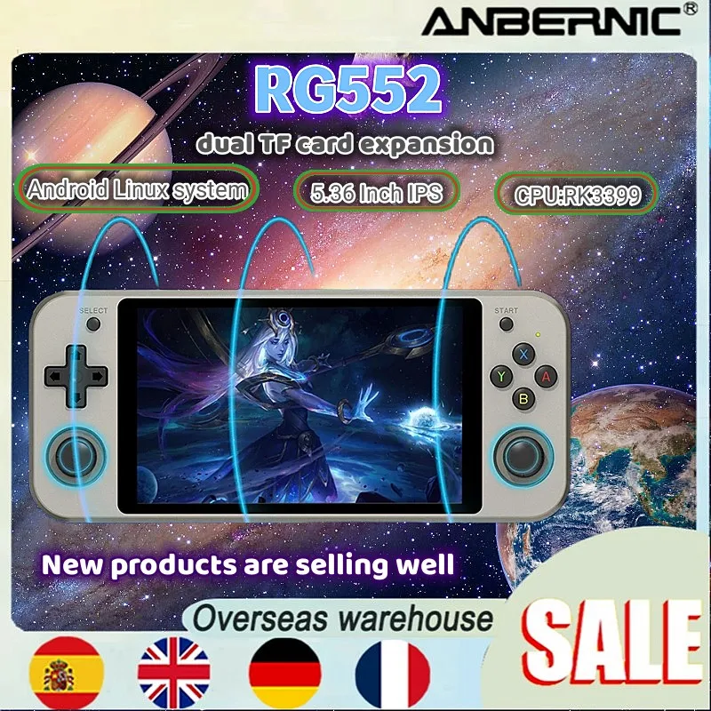 NOVO Anbernic RG552 Original Dual Systems Android Linux 5.36 Polegada ...