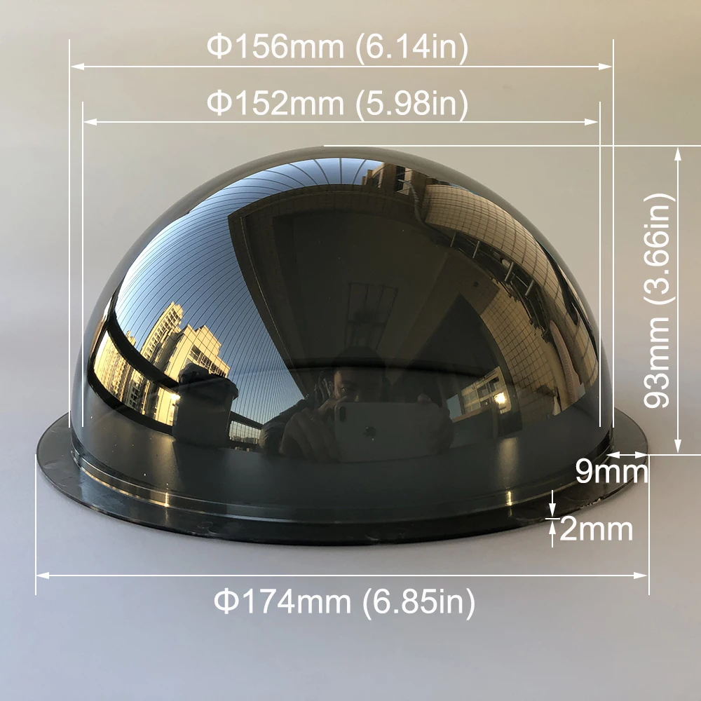 6.85 Inch Smoked Color Acrylic Plexiglass Dome Cover Round Security ...