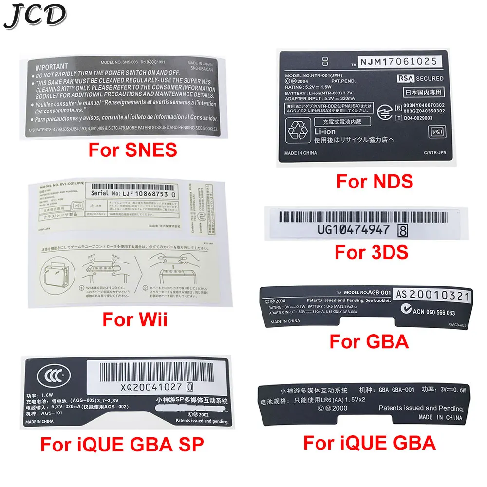 JCD-2PCS-For-3DS-XL-Wii-SNES-NDS-Game-Console-Replacement-Lables ...