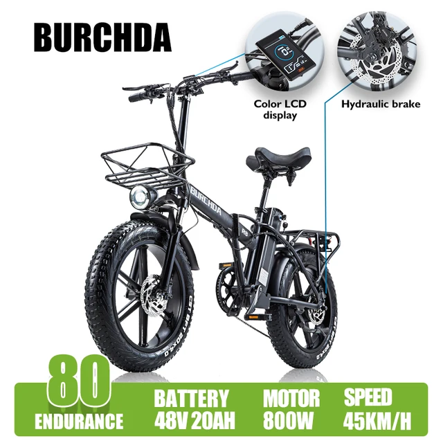 BURCHDA R8PRO 2023 800W Foldable Electric Bicycle 48V20AH Lithium ...