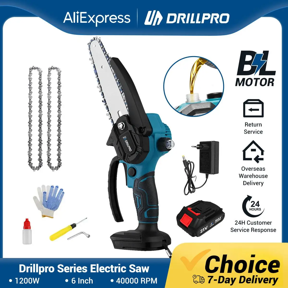 Drillpro-3500W-6Inch-Electric-ChainSaw-Rechargeable-Saw-40000RPM ...