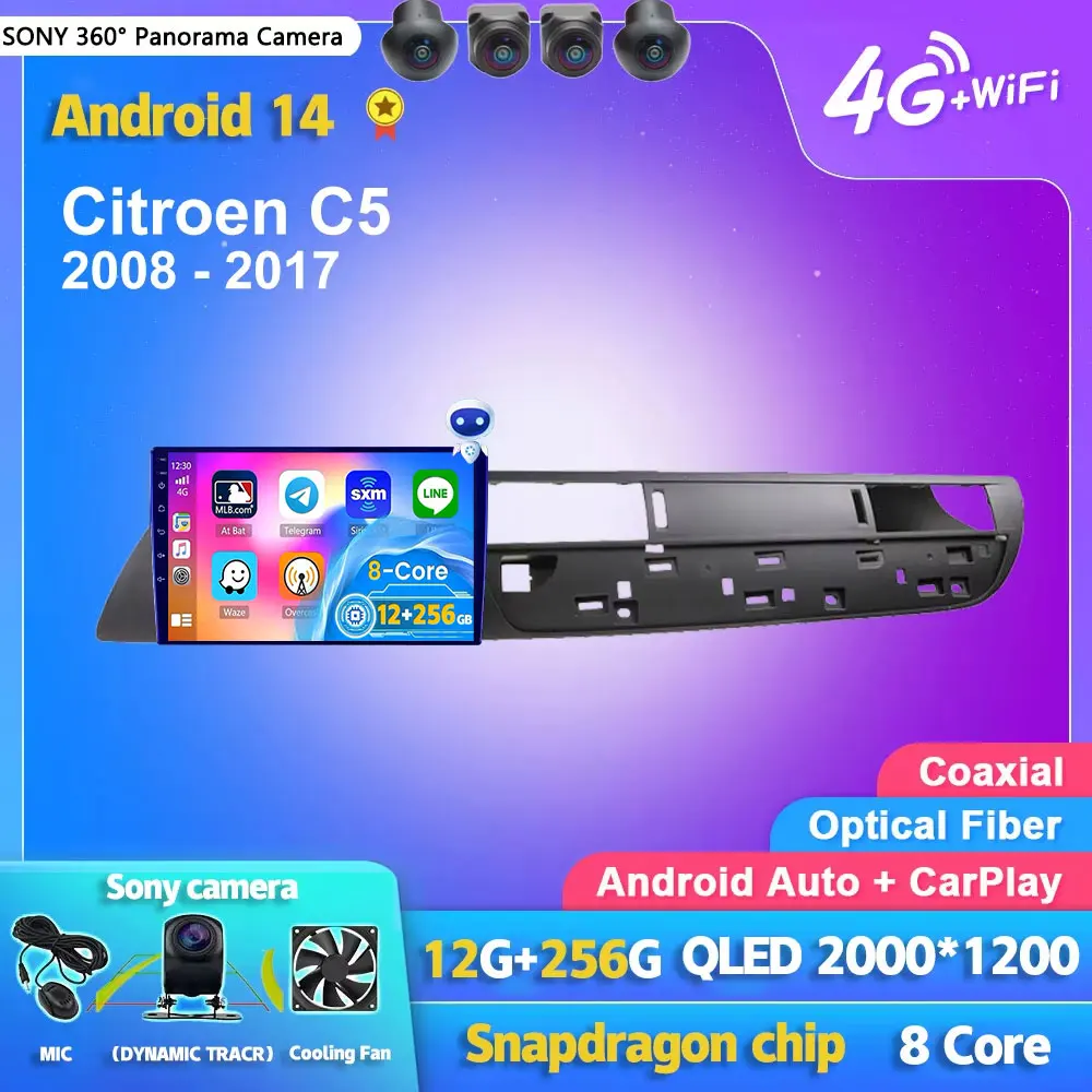 Android 14 Carplay Auto Car Radio Multimedia Player For Citroen C5 2008 ...