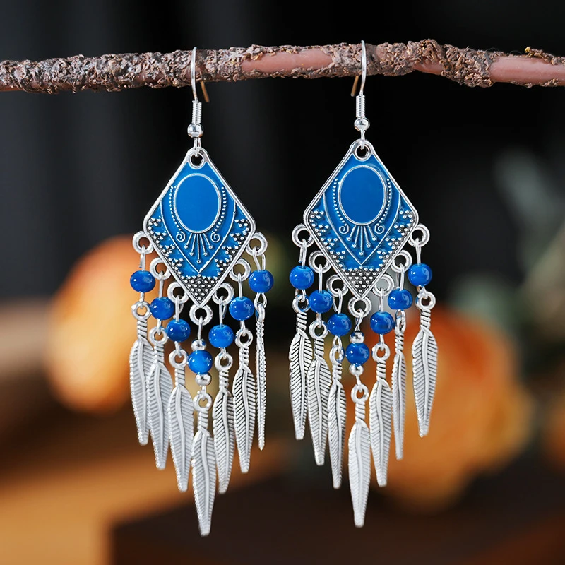 Fashion-Vintage-Bohemian-Leaf-Tassel-Drop-Dangle-Earrings-For-Women ...