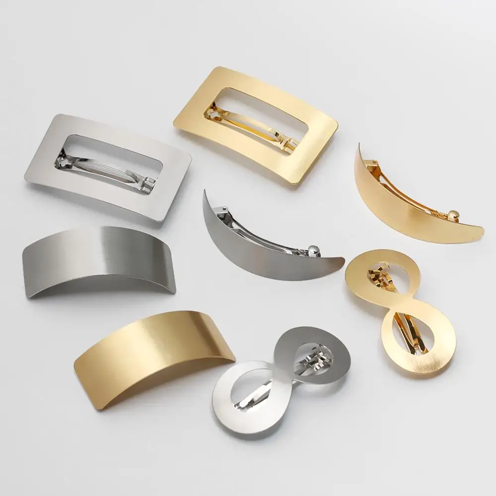 European-American-Metallic-Style-Hair-Clip-Gold-Silver-Lazy-Wind ...