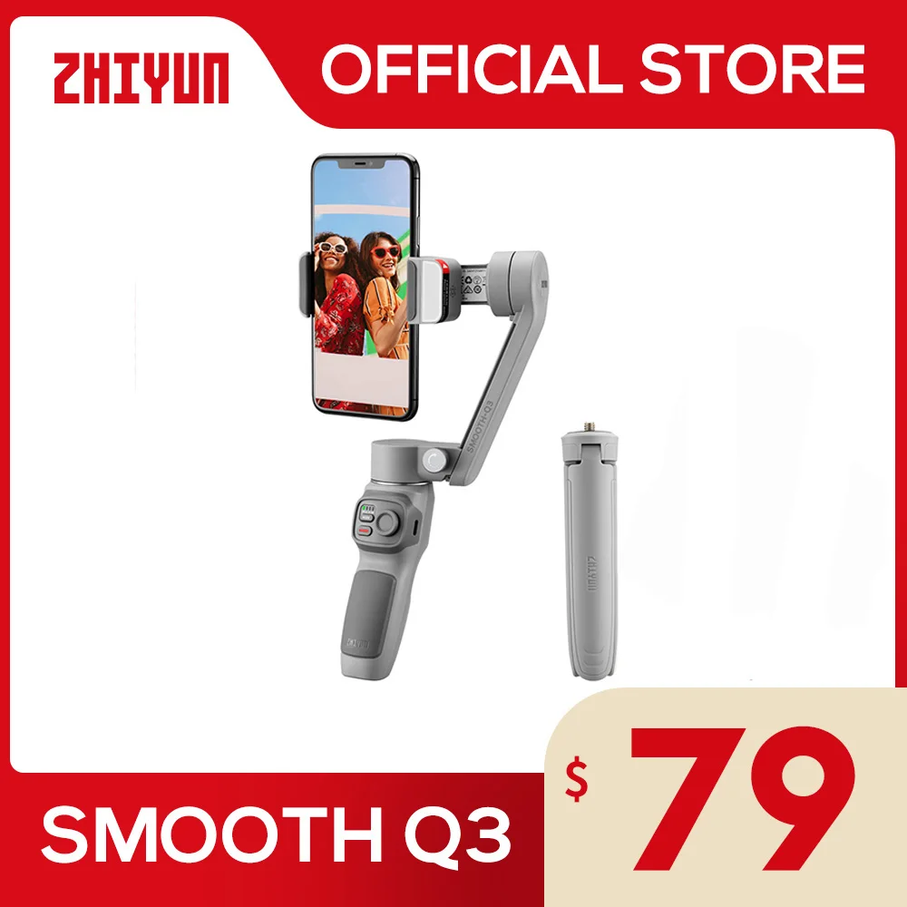 Zhiyun Official Smooth Q3 Smartphones Gimbal 3-axis Flexible Phone Handheld Stabilizer With Fill ...