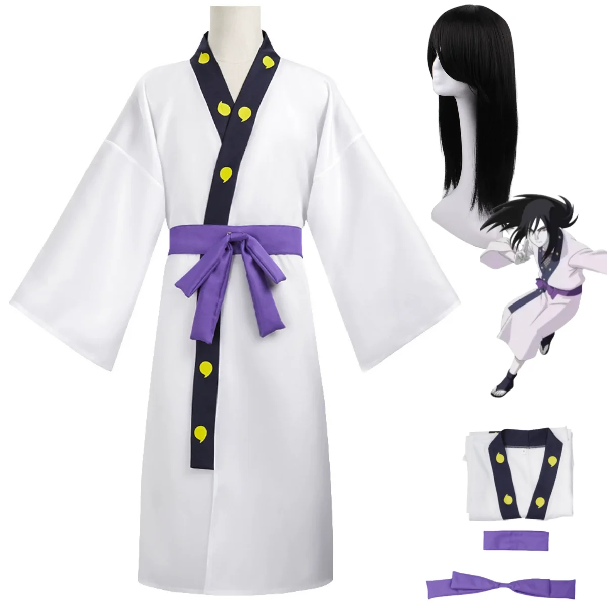 Anime Orochimaru Cosplay Costume Japanese White Long Sleeves Kimono ...