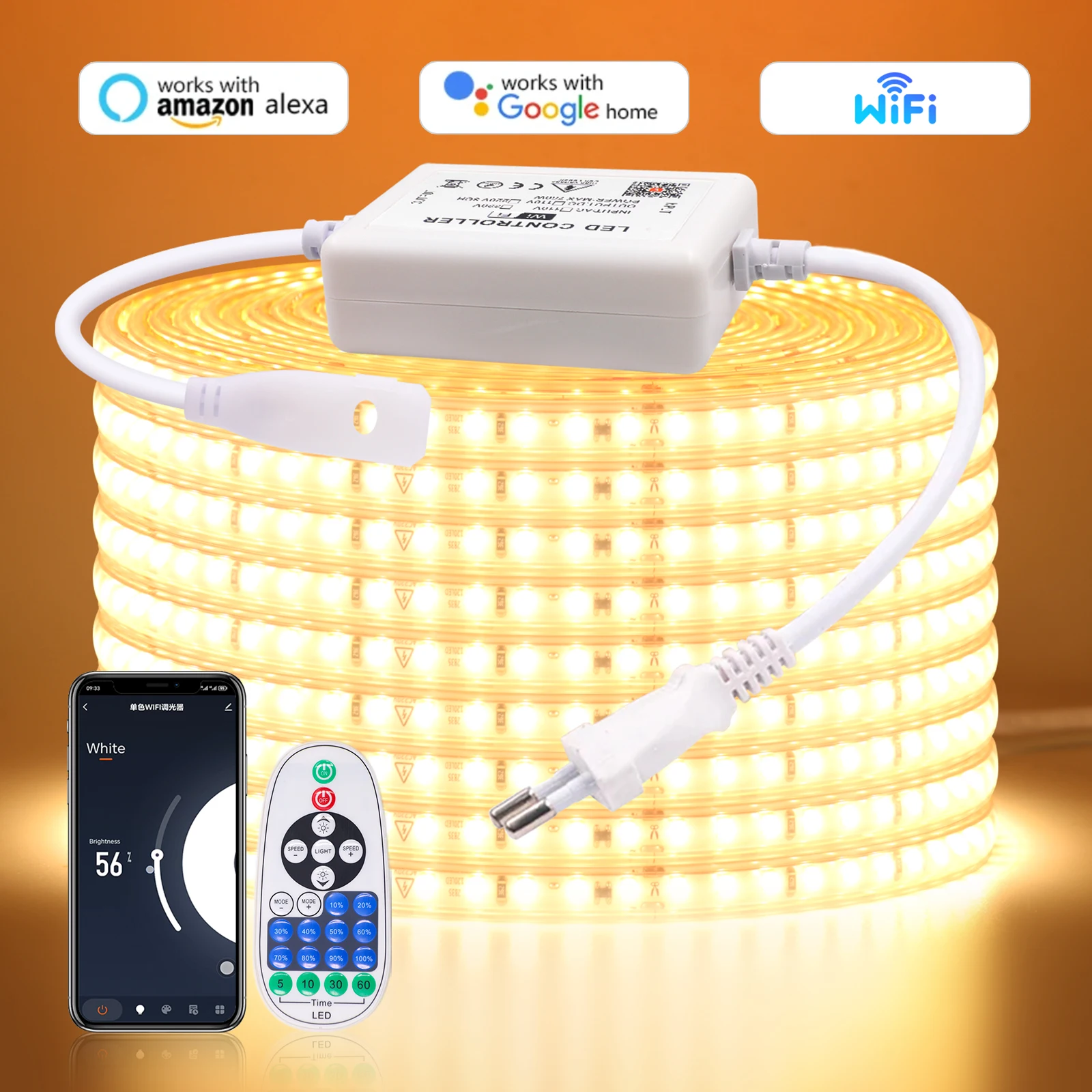 220V-2835-LED-Strip-Light-Wall-Touch-Wifi-Bluetooth-Adhesive-Tape ...
