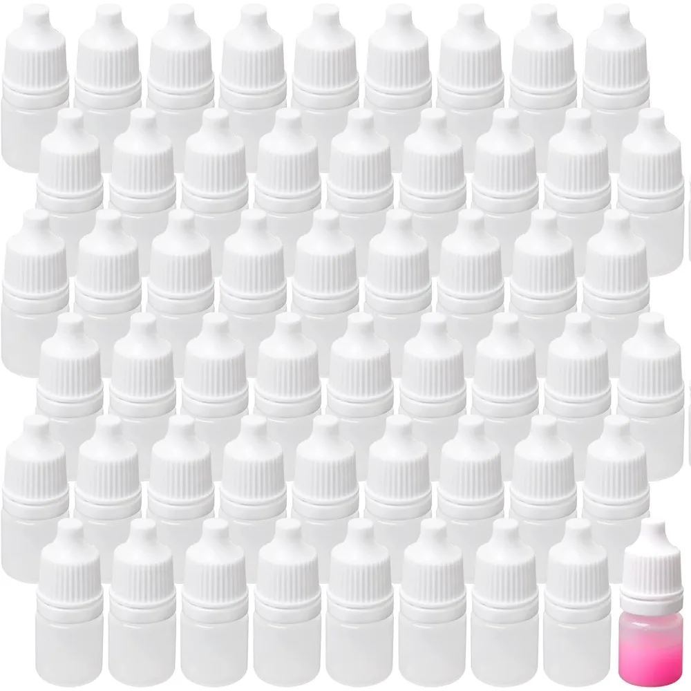 100PCS 3-50ML Plastic Empty Squeezable Dropper Bottles Portable Eye ...