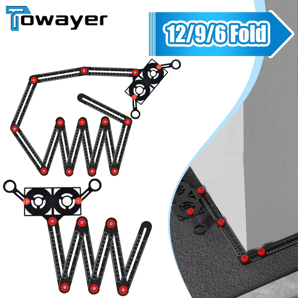 12/9/6 Fold Angle Ruler Multi Angle Aluminium Alloy Measuring Ruler ...
