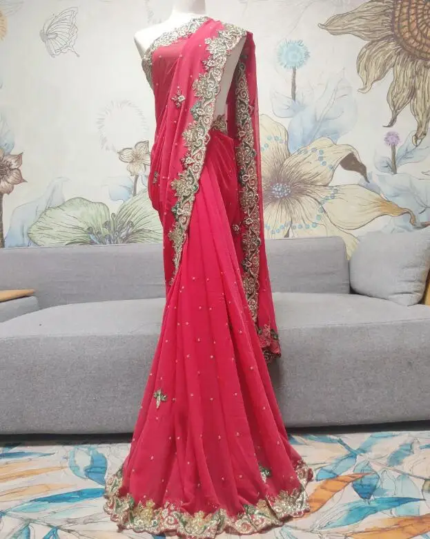 India Imported Heavy Industry Beaded Sari Nepal 6-meter Sari