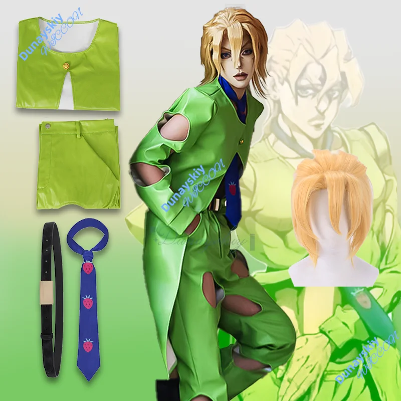 Pannacotta fugo cosplay traje de couro verde terno anime jojo's bizarre ...