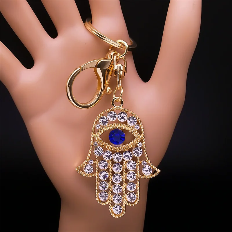 Fasion Shinny Fatima Hamsa Hand Key Chain For Women Men Vintage Turkish ...