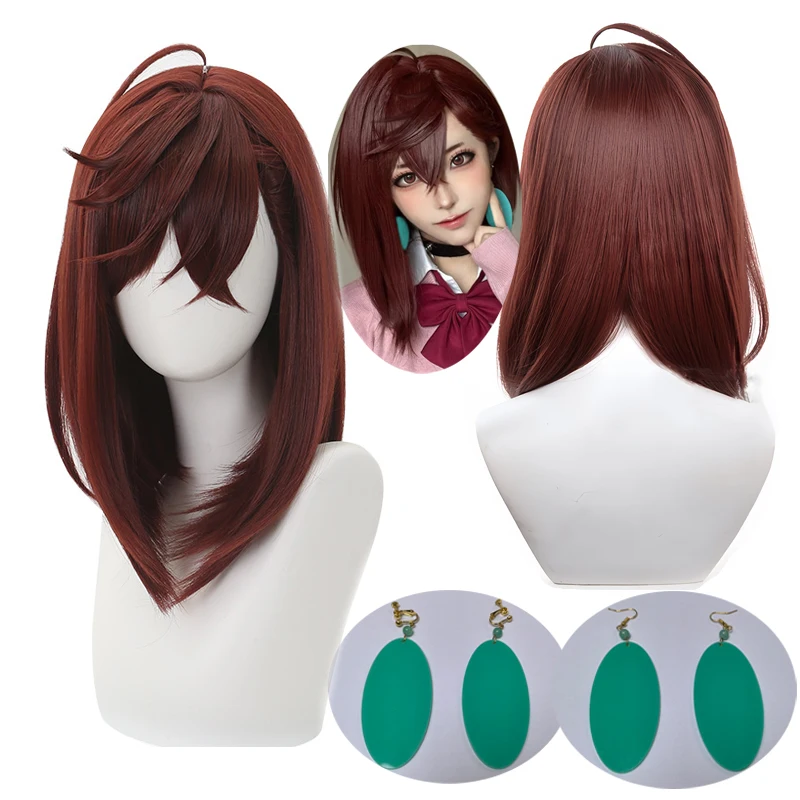 Momo Ayase Cosplay peluca Anime Dandadan peluca corta roja marrón ...