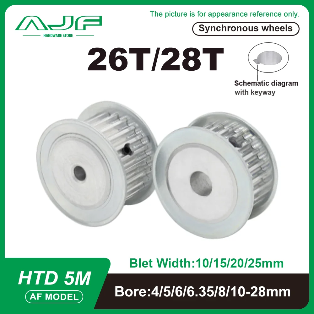 Timing Pulley HTD 5M 26Teeth 28Teeth AF Type 5M Pulley Belt Width 10/15 ...