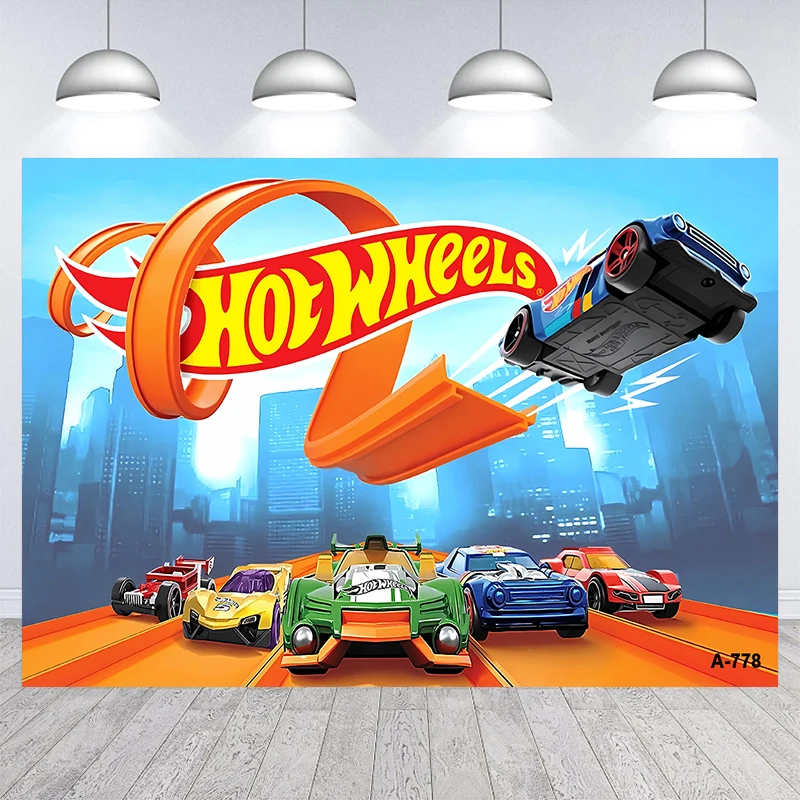Racing-Car-Backdrop-Hot-Wheels-Wild-Racer-Runway-Boy-Birthday-Party ...