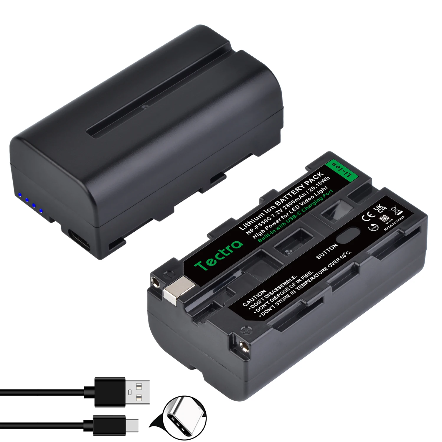 NP-F550 Battery with USB Type C Charging port for Sony NP-F970 F750 ...