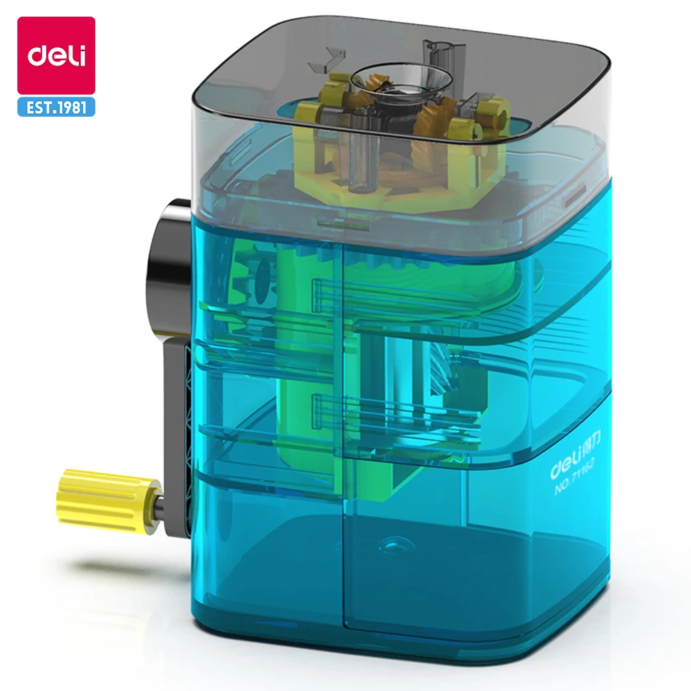 DELI-Rotary-Pencil-Sharpener-Transparent-Colors-Pencil-Cutter-Office-School-Table-Sharperner-for ...