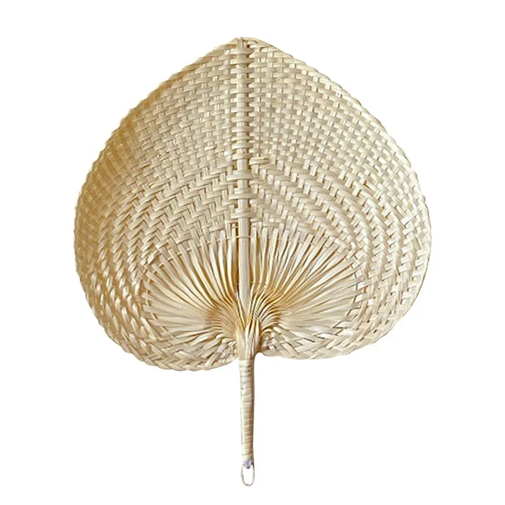 natural-bamboo-and-rattan-fans-handwoven-palm-leaf-pattern-heart-shaped ...