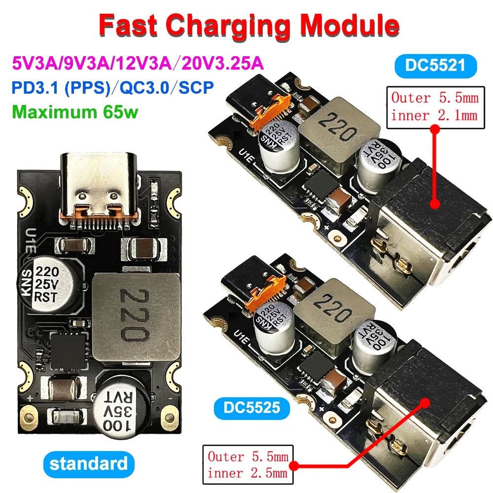 PD65W-Fast-Charging-Module-Type-C-Interface-PD3-1-PPS-Fast-Charging-QC3 ...