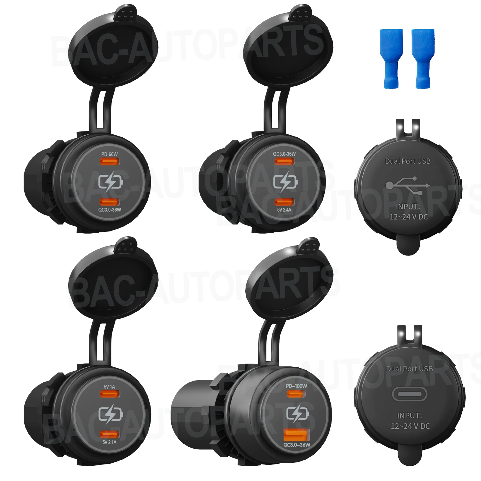Dual USB Quick Charger QC 3.0&PD 60W/100W Type C&Type A Socket Rocker ...
