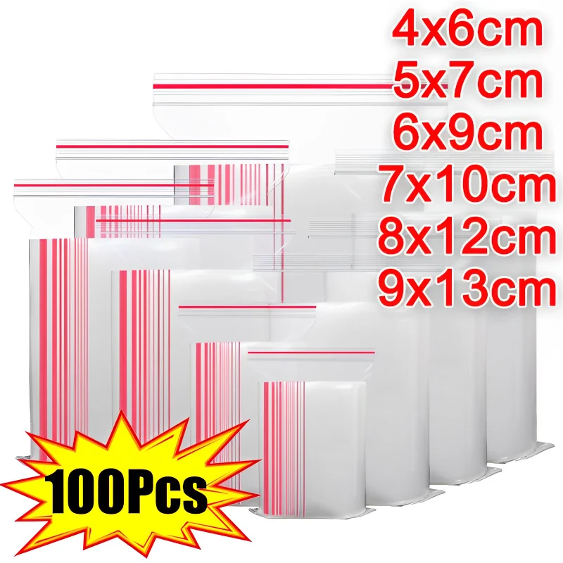 100pcs/pack Self Seal Clear Plastic Poly Bag Resealable Bags Food ...