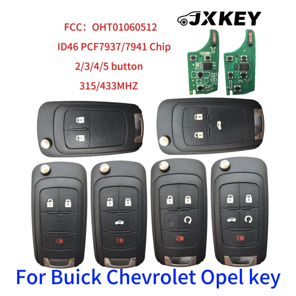 JXKEY OHT01060512 Remote Car Key 2B/3B//4B/5B Fob 5B 315MHz/433MHz ID46 ...