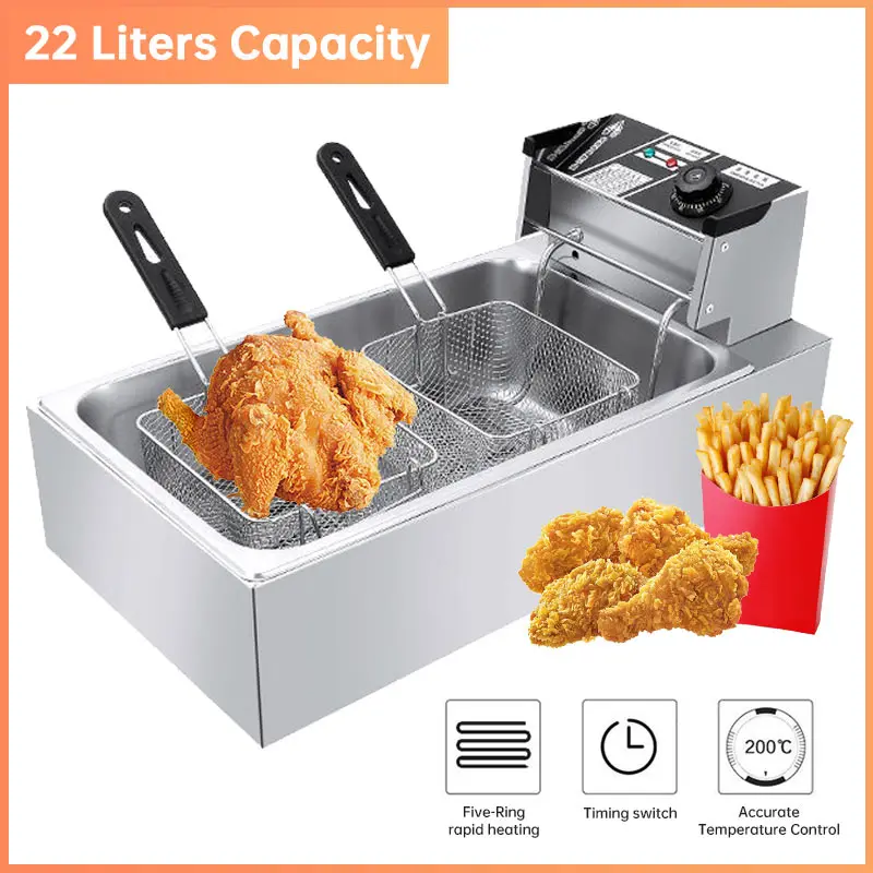 Friteuse commerciale électrique 3000W 22l deux paniers grande cap ...