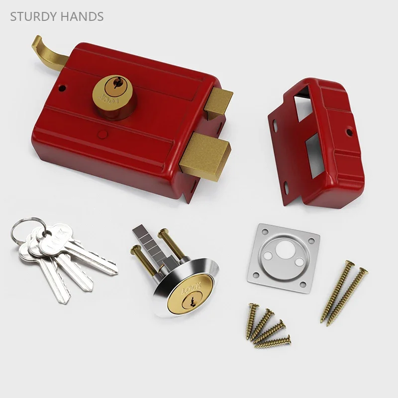 1-set-of-iron-copper-core-old-fashioned-anti-theft-door-locks-universal ...