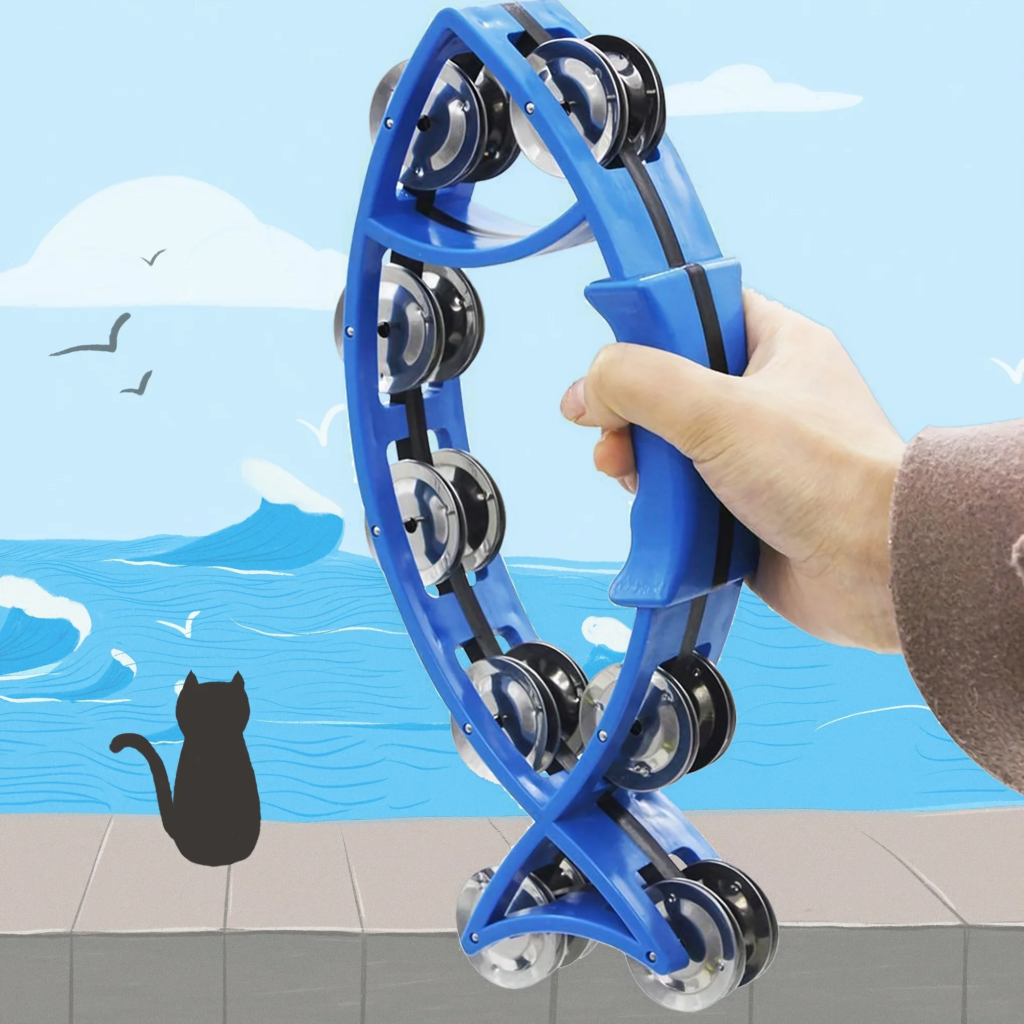 Handbell Fish-shaped Hand Rattles Tambourine Performance Teaching Aids ...