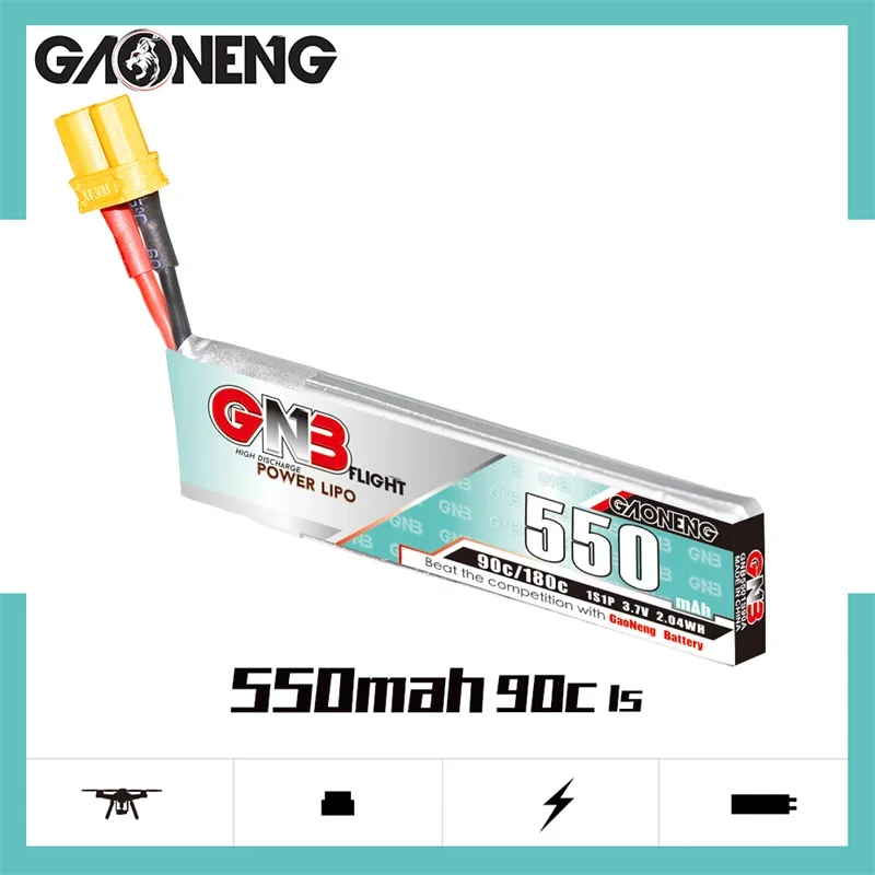 Gaoneng-GNB-550mAh-1S-3-7V-90C-Light-Weight-Lipo-Battery-XT30-Plug-For ...