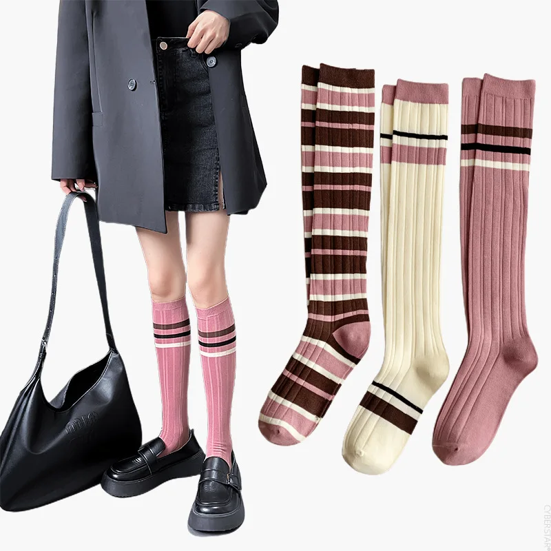 Pink-striped-socks-long-leg-and-knee-length-socks-minimalist-spring ...