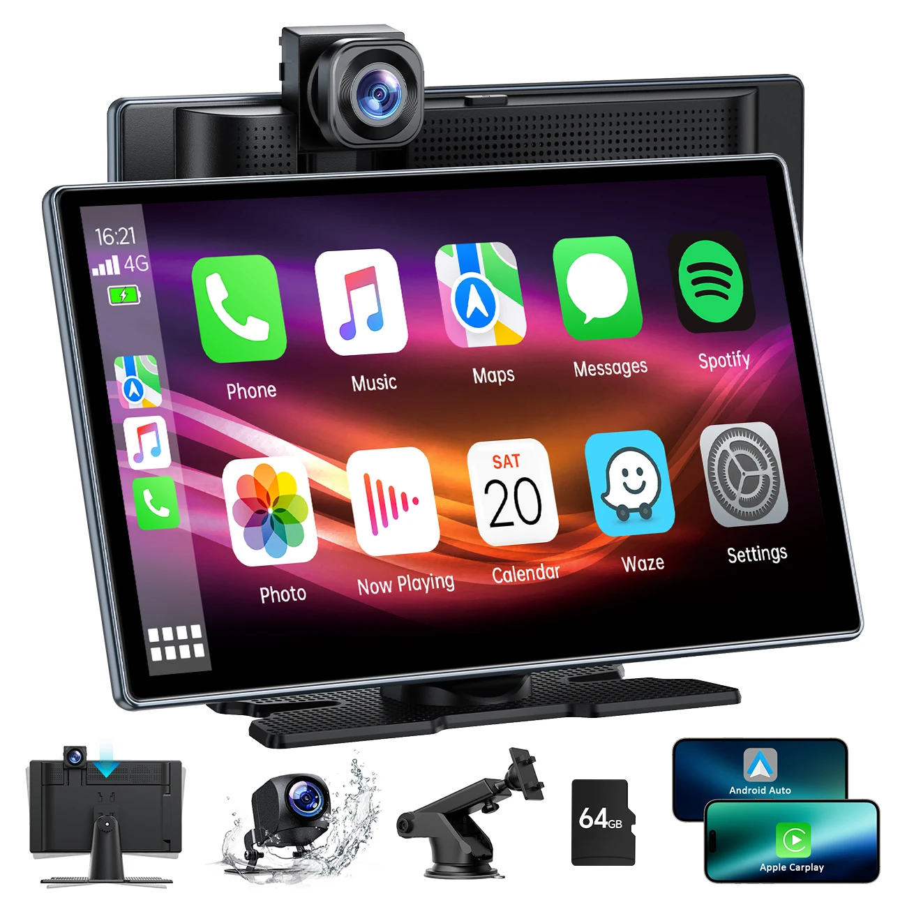Tobard-4K-Dashcam-9-Wireless-Apple-Carplay-e-Android-Auto-Car-Radio-con ...