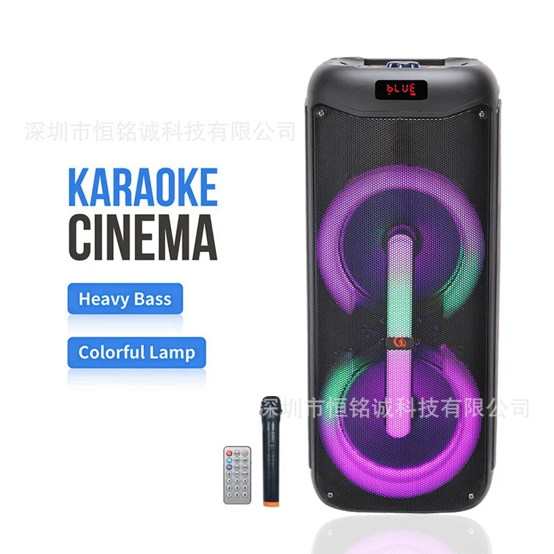 40W-Dual-8-inch-Bluetooth-Speaker-Wireless-Pillar-High-Power-Stereo ...