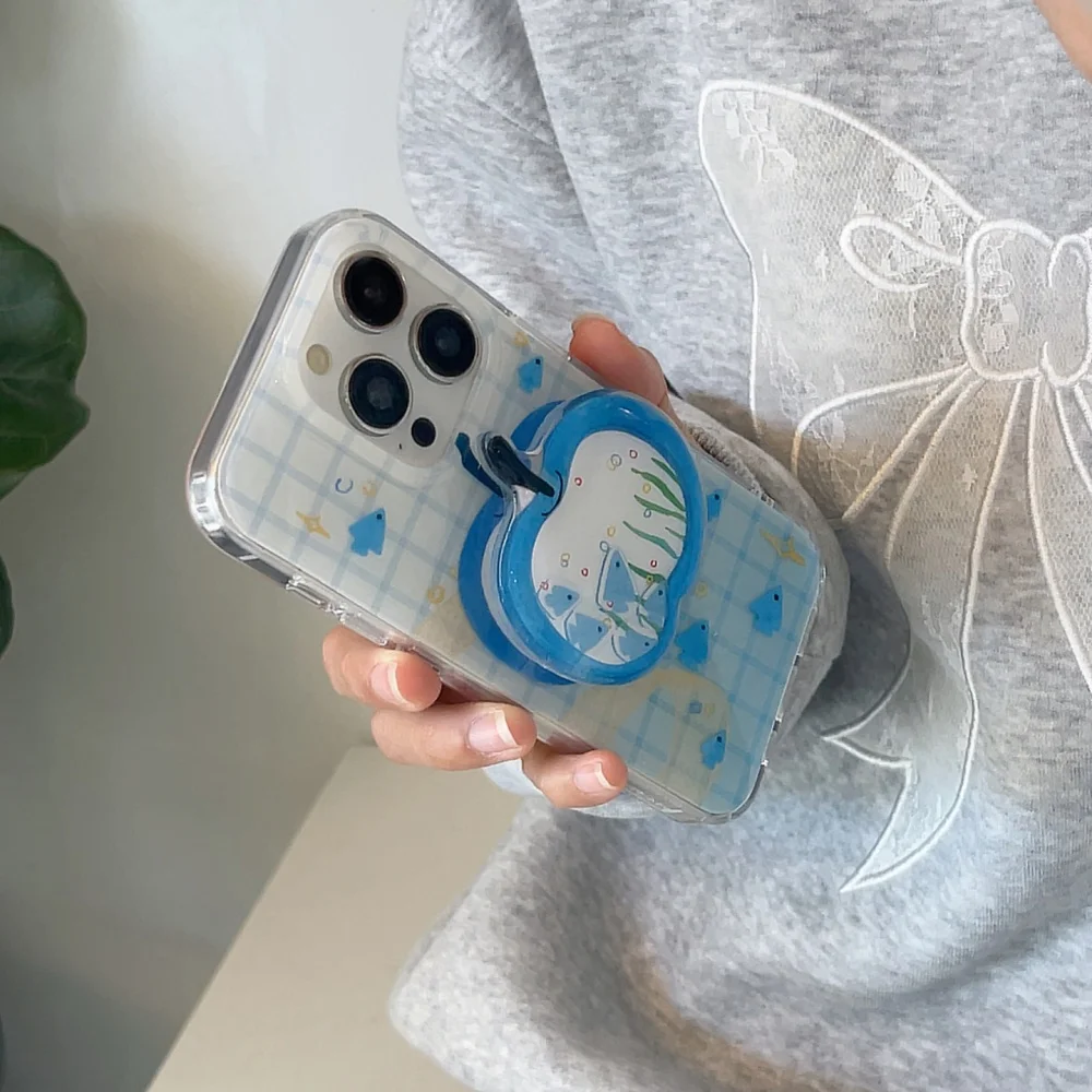 Cartoon Cute Quicksand Shake Fish Griptok Bracket For iPhone 15 Samsung ...