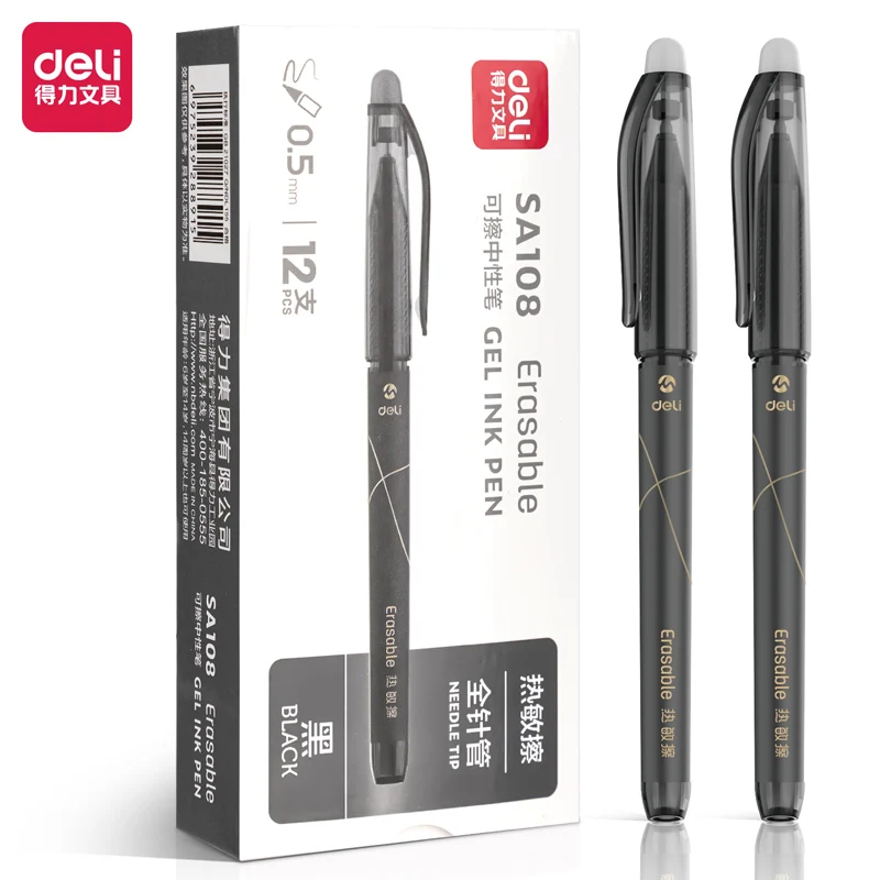 3Pcs-Deli-SA108-Erasable-Pressed-Gel-Pens-Retractable-0-5mm-Fine-Point ...