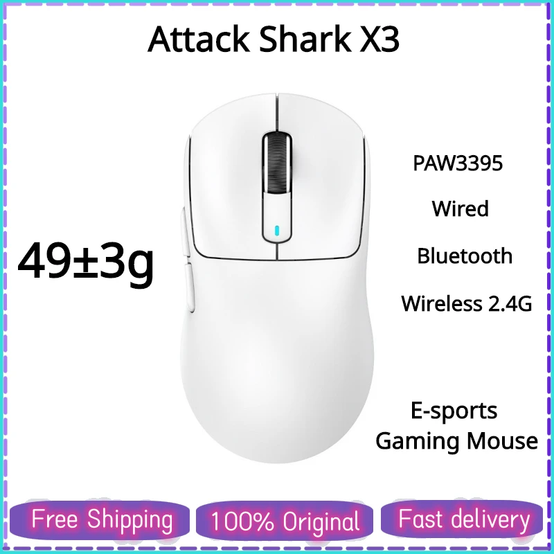 Attack-Shark-X3-Mouse-sem-fio-design-ergon-mico-leve-Bluetooth-com-fio ...