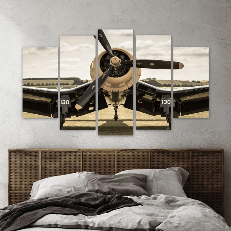 5-Panels-Airplane-Posters-and-Prints-Plane-Fighter-Picture-Canvas ...