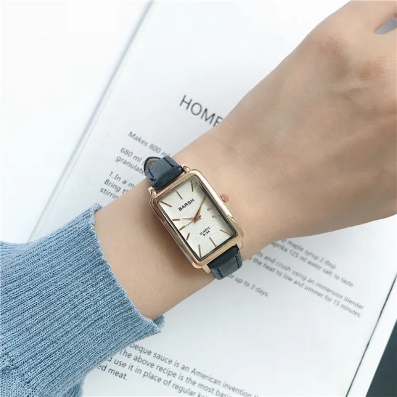 Reloj-rectangular-elegante-para-mujer-relojes-de-pulsera-de-cuero-Retro ...