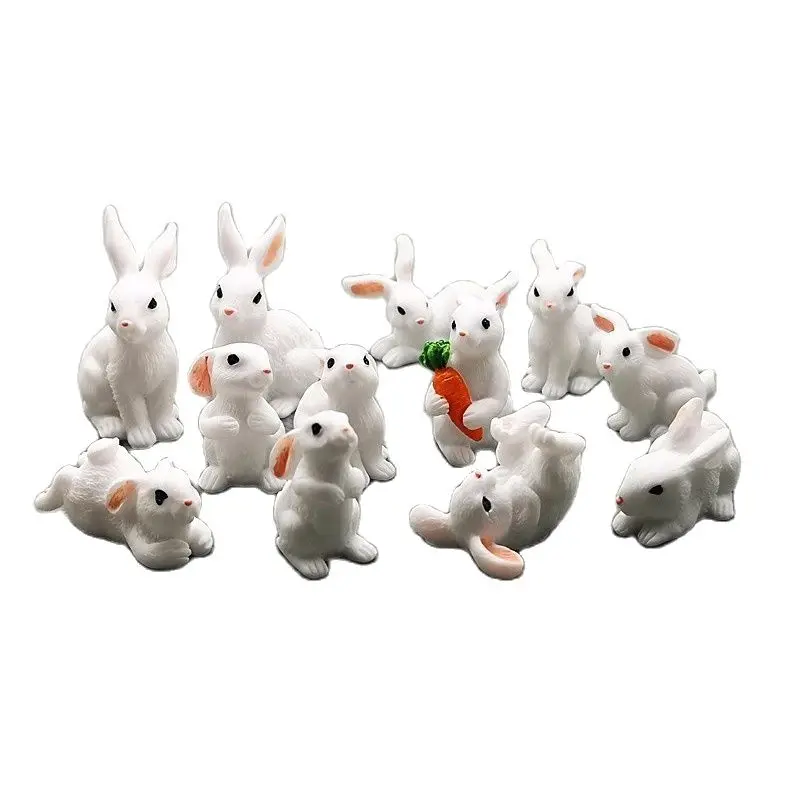 1 Pcs 12 Style Rabbit Easter Decoration Miniature Hare Animal Figurine ...