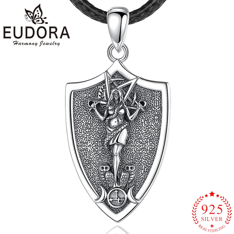 Eudora 925 Sterling Silver Goddess Lilith Amulet Necklace Owl Moon ...