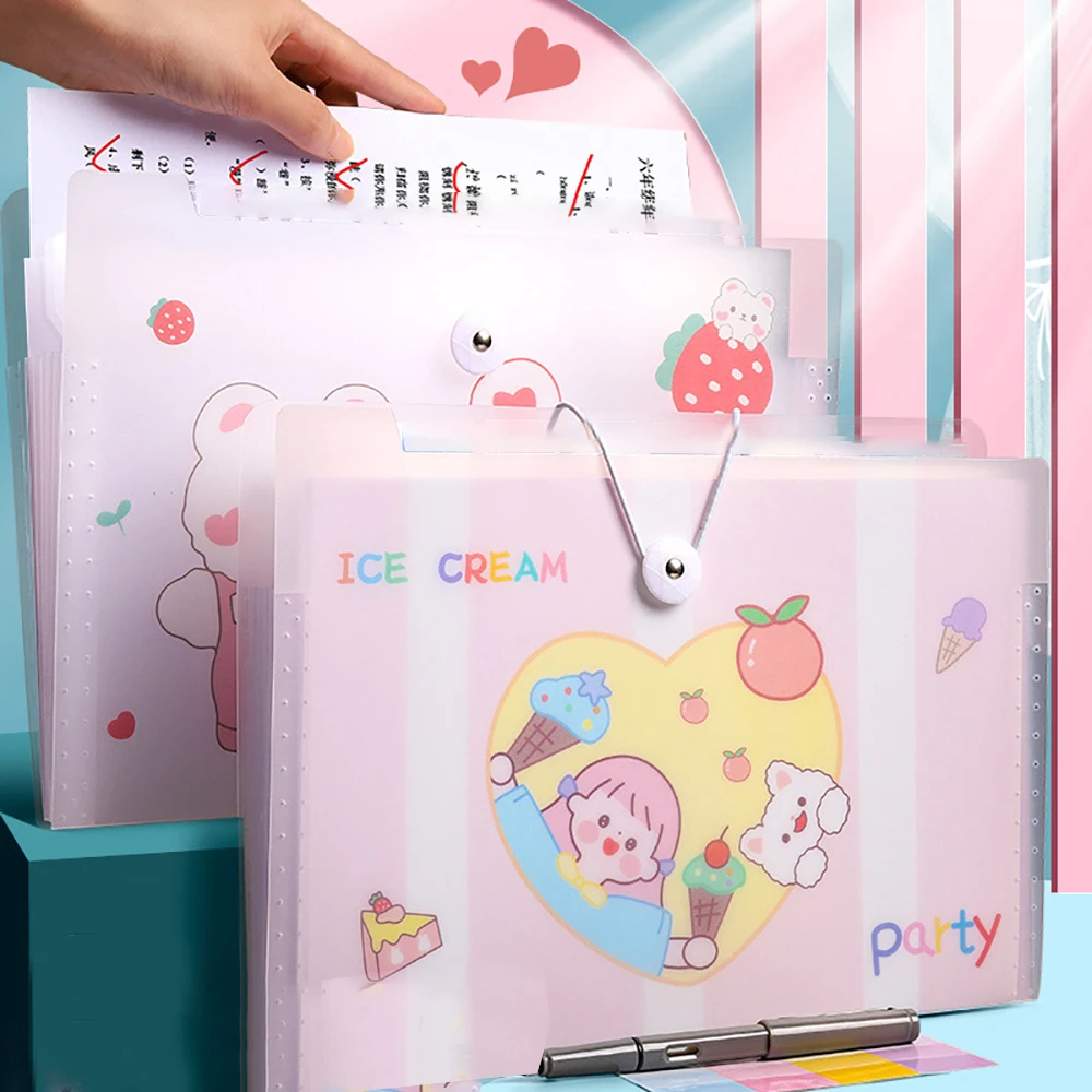 Multi-layer-A4-Expanding-Wallet-File-Folder-Rope-Buckle-Cartoon-Organ ...