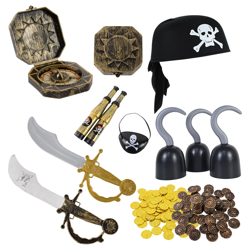 Pirate-Captain-Cosplay-Costume-Props-Hat-Hook-Skeleton-Eye-Patch-Kids ...