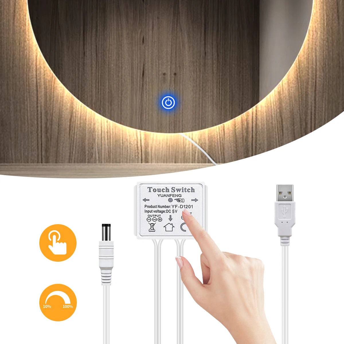 LED-Makeup-Mirror-Light-Touch-Sensor-Switch-Dimmable-5V-USB-Powered ...