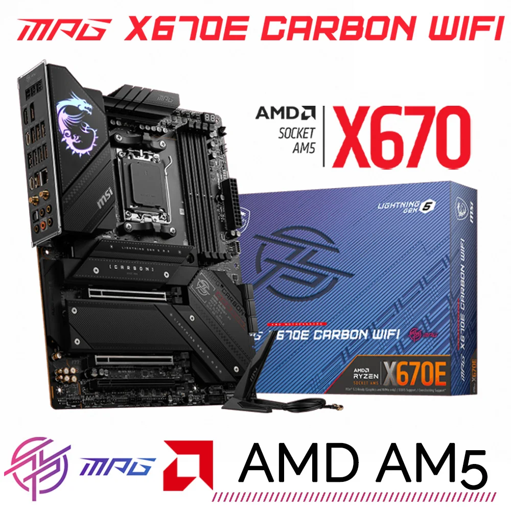 Am5 placa mãe msi mpg x670e carbono wifi ddr5 amd x670 amd ryzen 7000 ...