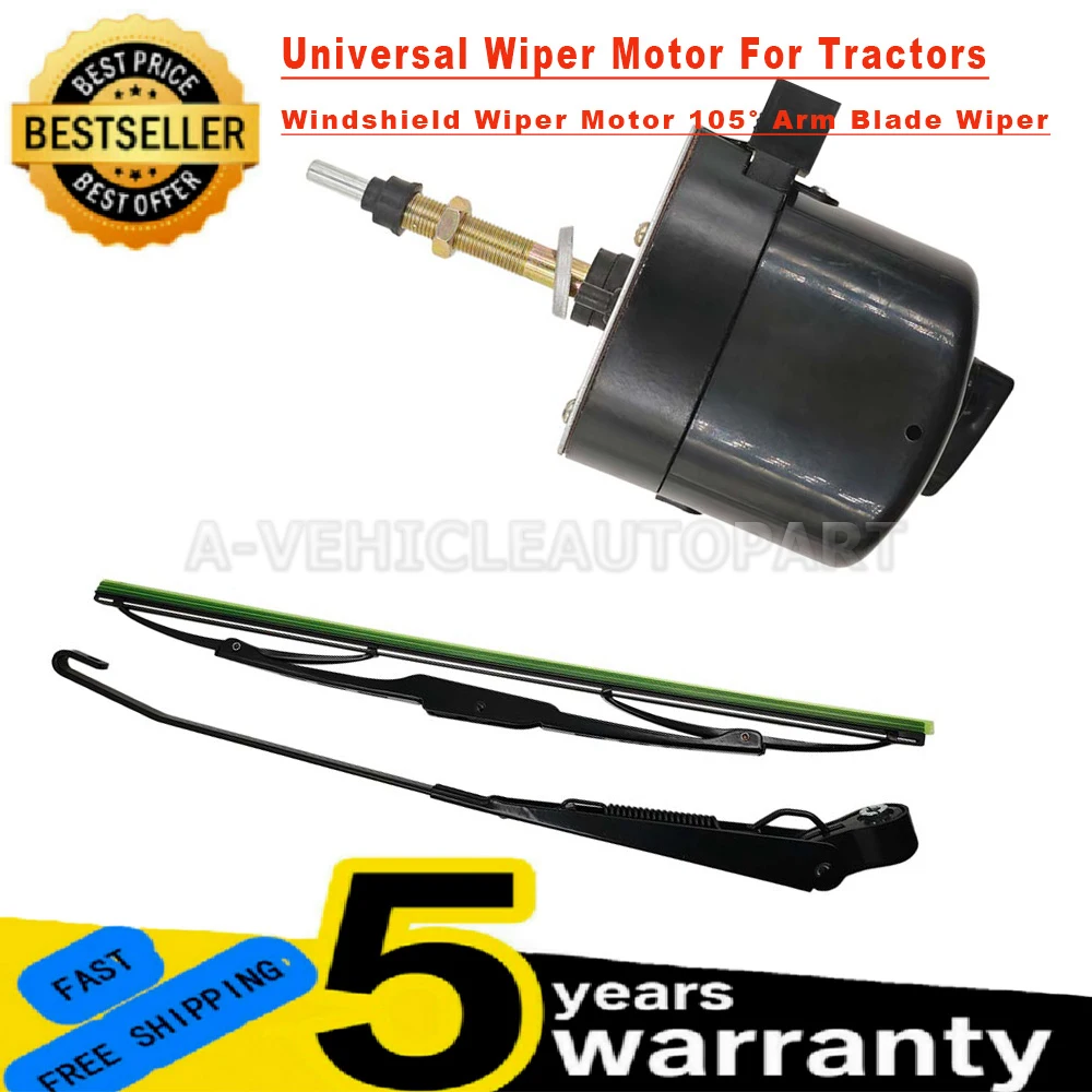 12V-Windscreen-Wiper-Motor-105-with-Arm-and-Blade-for-Tractor-Oldtimer ...