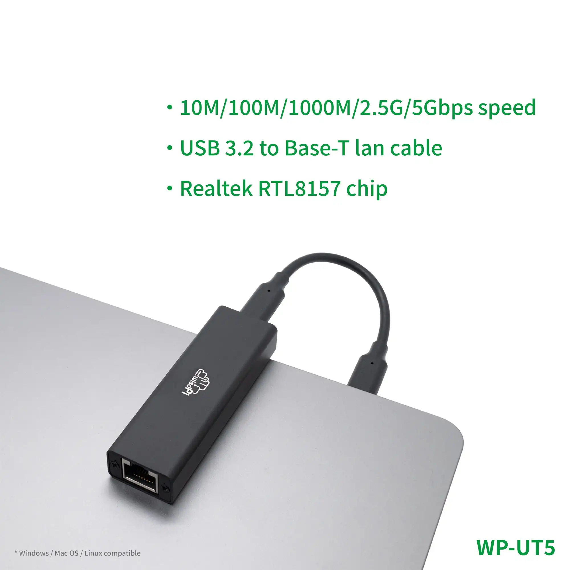 WisdPi USB 3.2 to 5GbE Adapter (WP-UT5) Realtek RTL8157 Wired LAN ...