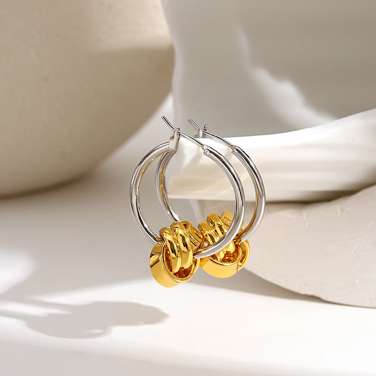 Twist Gold Metal Hoop Earrings | Gold Hoop Earrings Design | Unique ...